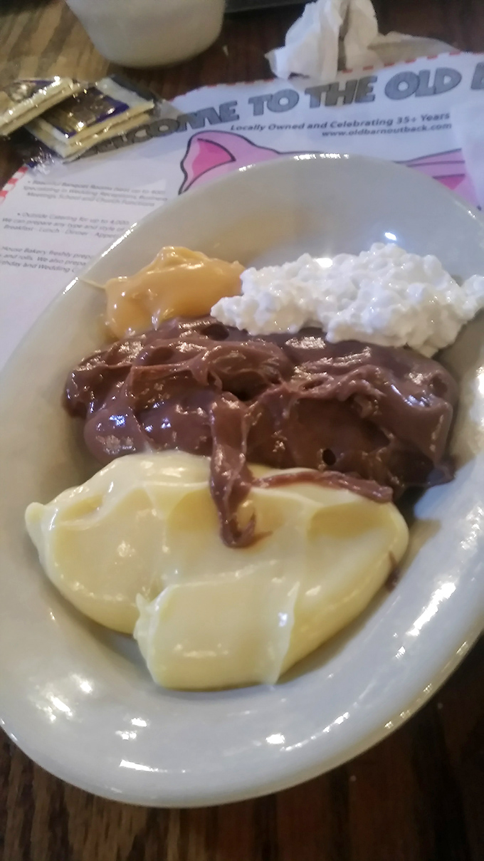 Not just butterscotch pudding, but a creamy canvas of comfort nestled alongside mashed potatoes&mdash;proof that dessert can be the main event.