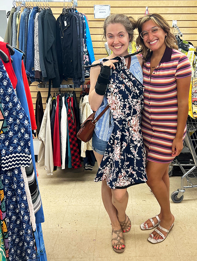Happy hunters in their natural habitat. That moment when you find the perfect piece and your shopping companion validates your excellent taste.