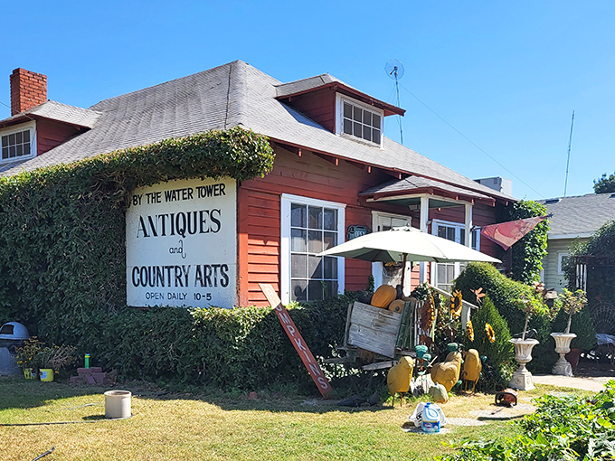"By the Water Tower Antiques" offers treasure hunters a delightful maze of vintage finds and country arts in a charming historic building.