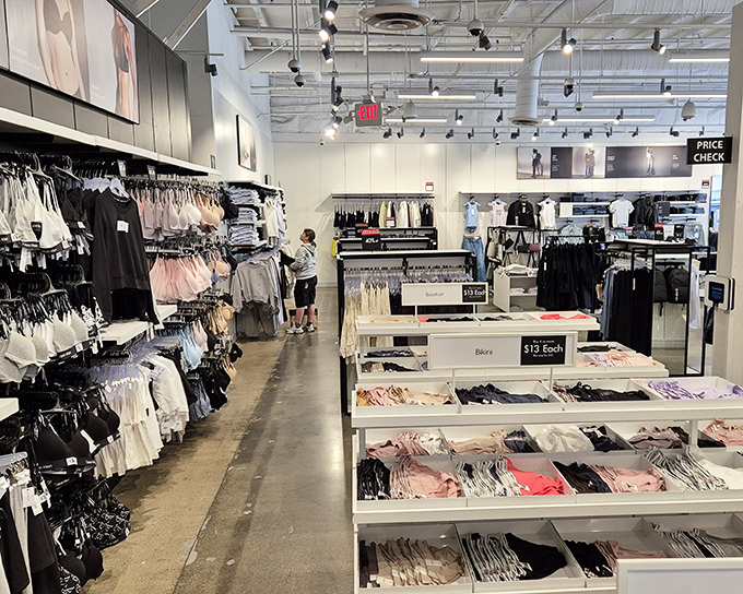Organized chaos never looked so appealing. Calvin Klein's minimalist aesthetic extends from their clothing to their store design, making bargain hunting feel downright sophisticated.