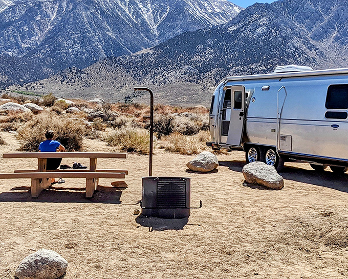 Airstream dreams come true: Where your morning coffee view rivals five-star hotels and your backyard is literally a movie set.