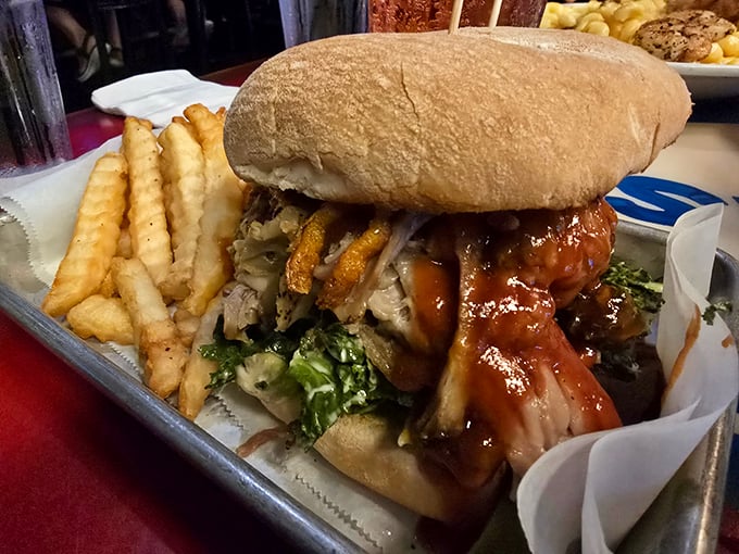 A catfish sandwich that hangs over the bun like it's trying to escape &ndash; but trust me, you won't let it.