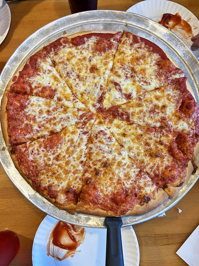 Simple? Yes. Perfect? Absolutely. This cheese pizza proves that sometimes the classics need no improvement whatsoever.