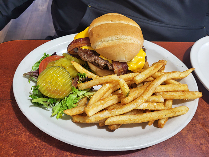 The cheeseburger and fries combo &ndash; America's contribution to global happiness, executed with the confidence of decades of practice.