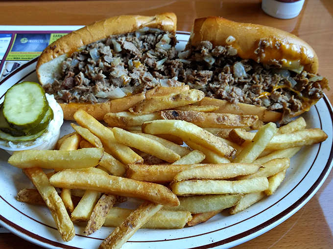 This cheesesteak could make a Philadelphian weep with joy &ndash; piled high with thinly sliced beef and served with a mountain of perfectly crisp fries.