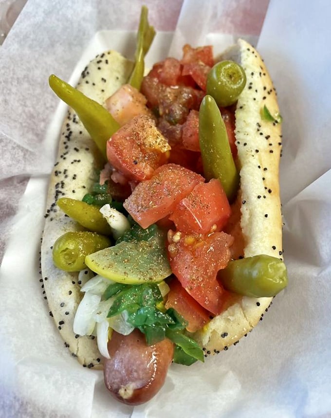 Chicago transplants weep tears of joy at this authentic Windy City dog &ndash; a garden of toppings that somehow manages to stay perfectly contained until the final bite.