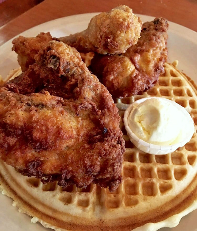 Fried chicken and waffles &ndash; the breakfast equivalent of wearing a tuxedo with sneakers. Deliciously rebellious and perfectly executed.