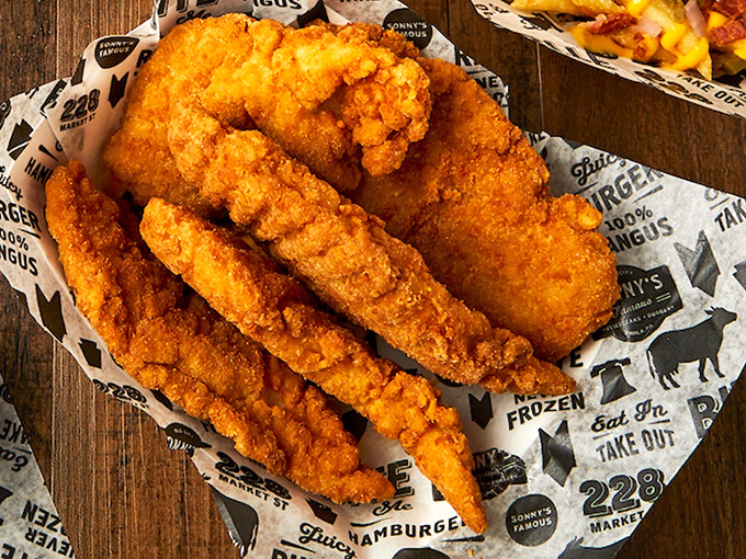 Crispy chicken fingers that would make Colonel Sanders weep with jealousy. Comfort food that transcends age brackets.