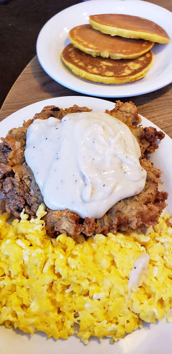 Golden scrambled eggs, crispy chicken fried steak, and that legendary gravy&mdash;a Texas trinity that's converted more breakfast skeptics than Sunday morning sermons.
