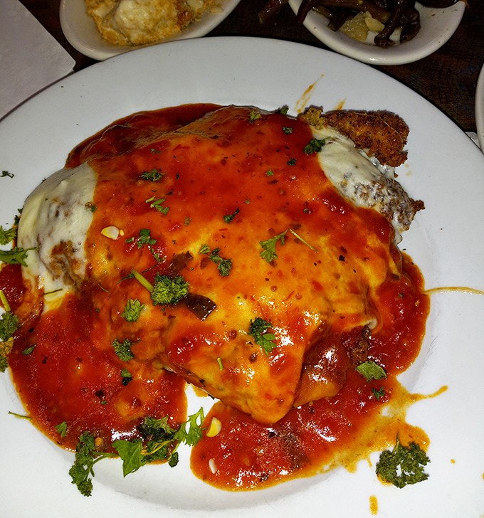 This chicken parmesan isn't messing around&mdash;it's a saucy, cheesy monument to Italian-American comfort that means business. 