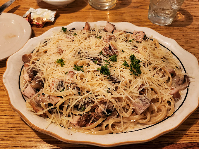 Chicken pasta that proves The Broiler isn't just about beef. This creamy, cheesy masterpiece would make an Italian grandmother nod in approval.