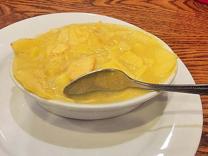 The chicken pot pie isn't hiding in a crust here&mdash;it's swimming gloriously in its savory broth, the way Lancaster County intended. Comfort in a bowl, Pennsylvania-style.