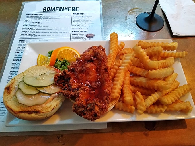 This isn't just a chicken sandwich; it's a masterclass in texture&mdash;crispy coating, juicy meat, and house-made pickles that'll make you question all other sandwiches.