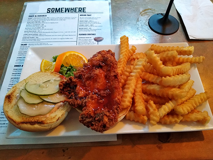 This isn't just a chicken sandwich; it's a masterclass in texture&mdash;crispy coating, juicy meat, and house-made pickles that'll make you question all other sandwiches.