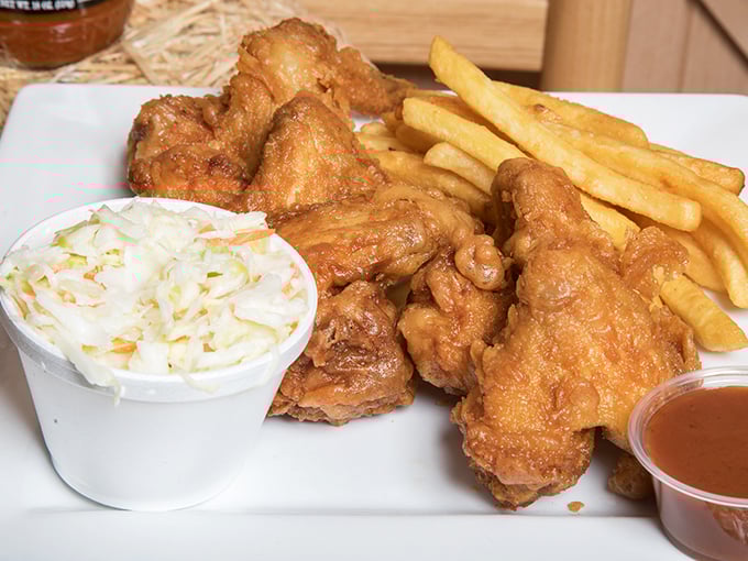 Crispy wings and creamy slaw create that perfect yin-yang of barbecue harmony&mdash;one hot and crispy, the other cool and crunchy.