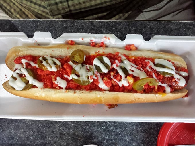 Behold the chili dog in its natural habitat&mdash;swimming in savory sauce with jalape&ntilde;os standing guard like spicy sentinels.