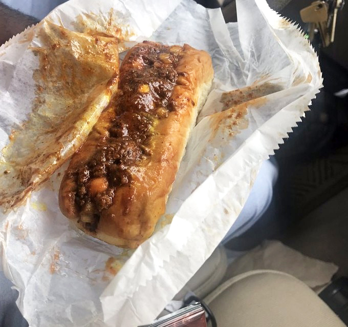Chili dog perfection doesn't happen by accident. This beauty has the ideal meat-to-bun ratio with chili applied by someone who clearly cares.
