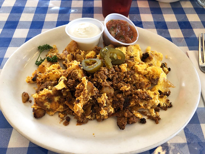 The Chorizo Scramble brings the Southwest to your taste buds with a riotous fiesta of colors and flavors. Those jalape&ntilde;os aren't just hanging around for decoration.