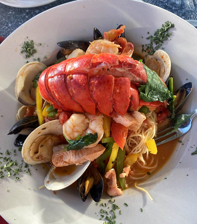 The seafood equivalent of a greatest hits album. This cioppino features a lobster tail so magnificent it deserves its own Instagram account.