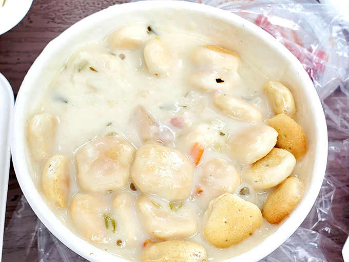 Clam chowder so creamy and packed with seafood, you'll want to swim in it. Each spoonful is like a warm hug from the Pacific.