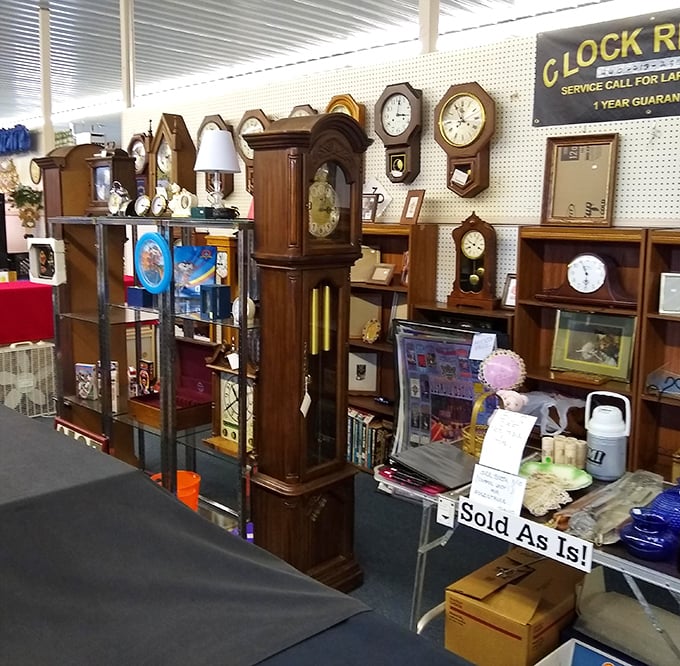 Grandfather clocks standing like sentinels of a bygone era. In this corner of Jamie's, time literally stands still—until someone winds these beautiful wooden timepieces.