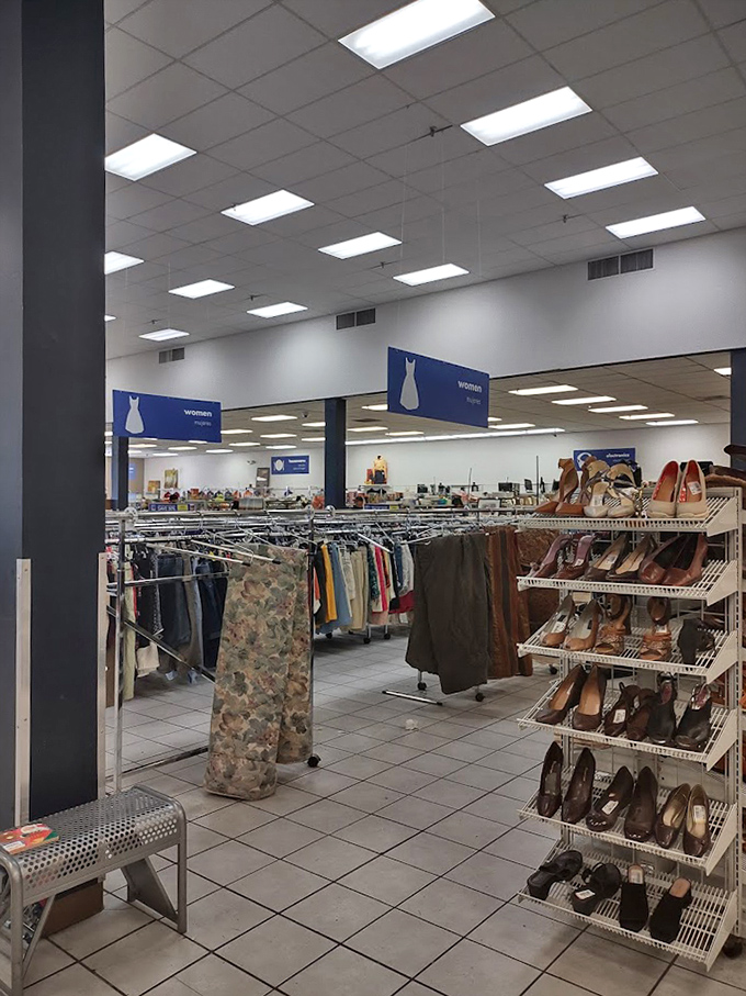 The women's section: where designer labels and everyday basics coexist in peaceful harmony. Fashion democracy at its finest.