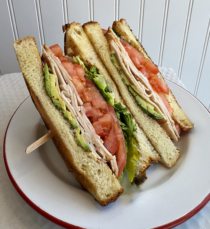 Club sandwiches elsewhere feel like corporate meetings; this one's a friendly neighborhood gathering with turkey, avocado, and fresh veggies.