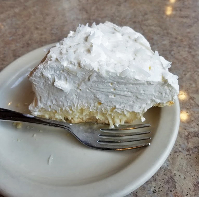 Coconut cream pie so light it practically floats off the plate. Your diet plan can wait until tomorrow.