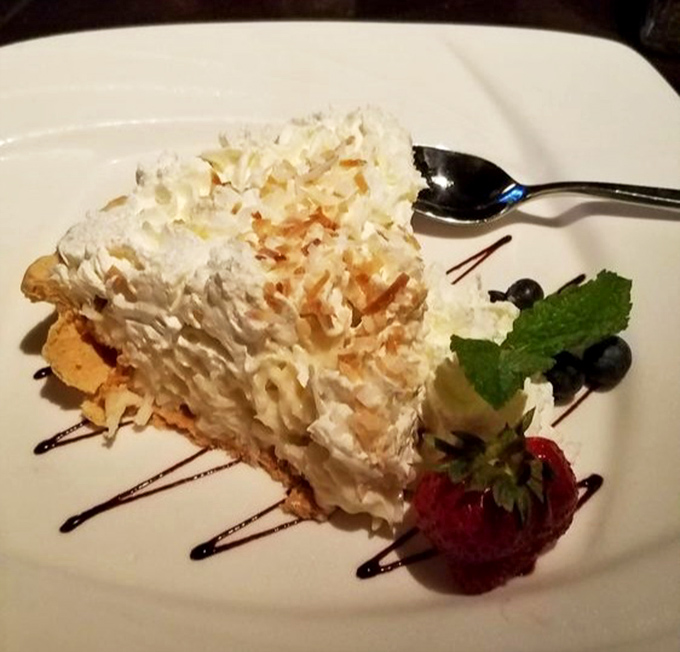 A slice of coconut custard pie that would make your grandmother both proud and jealous. Cloud-like cream with tropical notes.