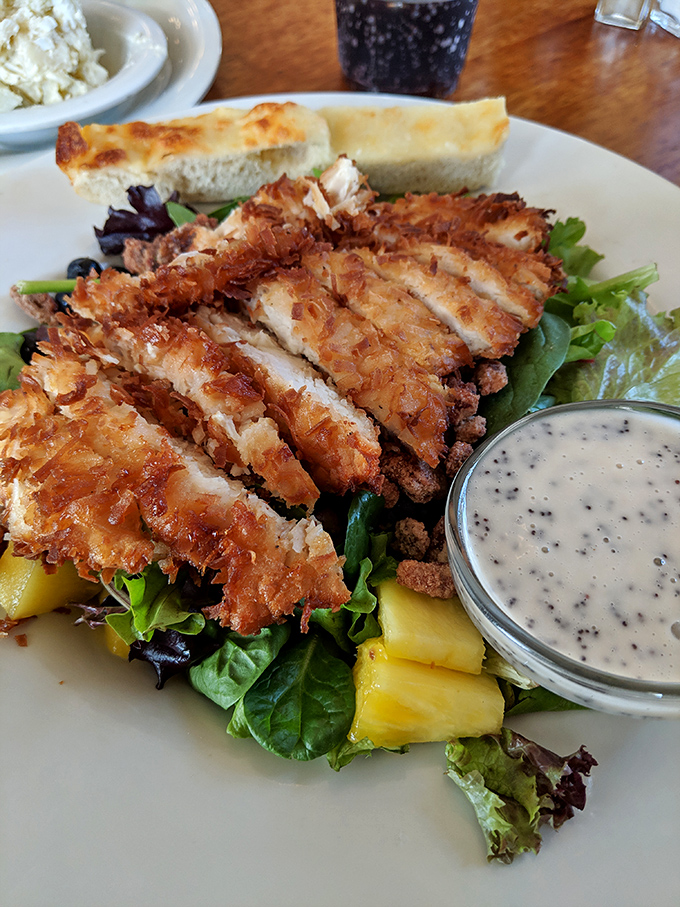 Coconut chicken salad that makes you question why you ever settled for sad desk lunches. The pineapple and chicken are having a tropical reunion party.