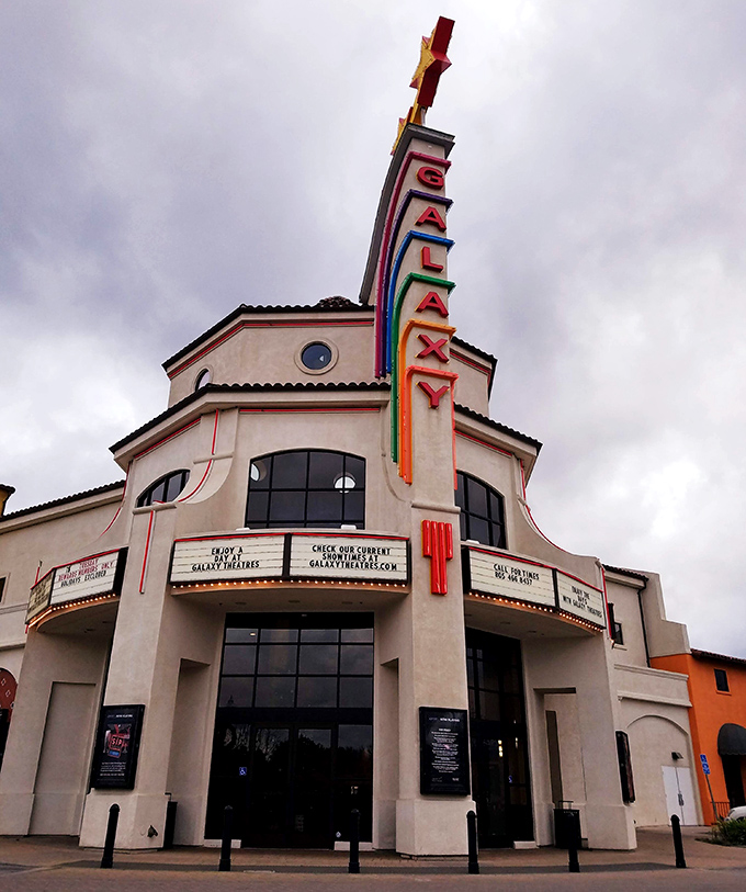 The Galaxy Theatre's Art Deco-inspired marquee lights up downtown nights, offering Hollywood escapes without Los Angeles traffic nightmares.