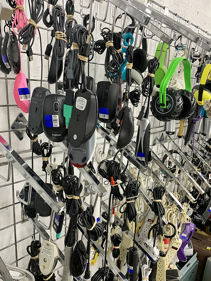 Tech accessories from every era gather here, proving that one person's outdated is another's perfect find.