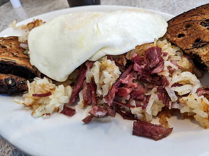 Corned beef hash with perfectly runny eggs &ndash; the breakfast of champions and the cure for whatever happened the night before.