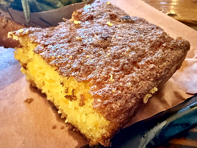 This cornbread isn't just a side&mdash;it's the golden child of the barbecue family, crusty on top and tender inside like a good country song.