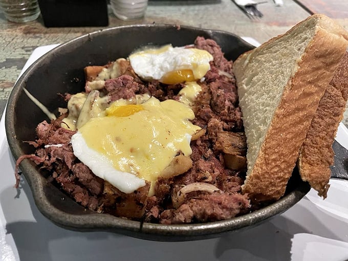 Cast iron skillets don't lie &ndash; this corned beef hash delivers the kind of hearty satisfaction that makes weekends worthwhile.