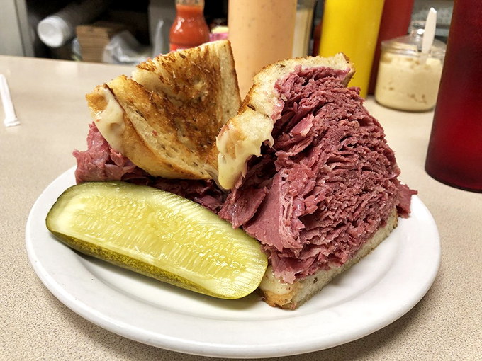 This corned beef melt doesn't just satisfy hunger—it abolishes it. The marriage of melted cheese and perfectly seasoned meat creates a harmony that would make Mozart jealous.