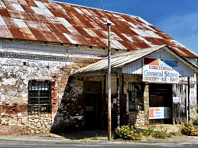 The General Store's rustic facade tells stories of prospectors and pioneers. That rusted roof has weathered more California history than most textbooks cover.