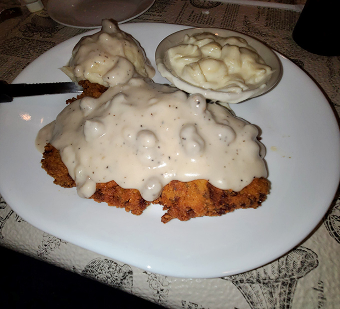 Country fried steak under a blanket of creamy gravy so good you'll want to write it a thank-you note.