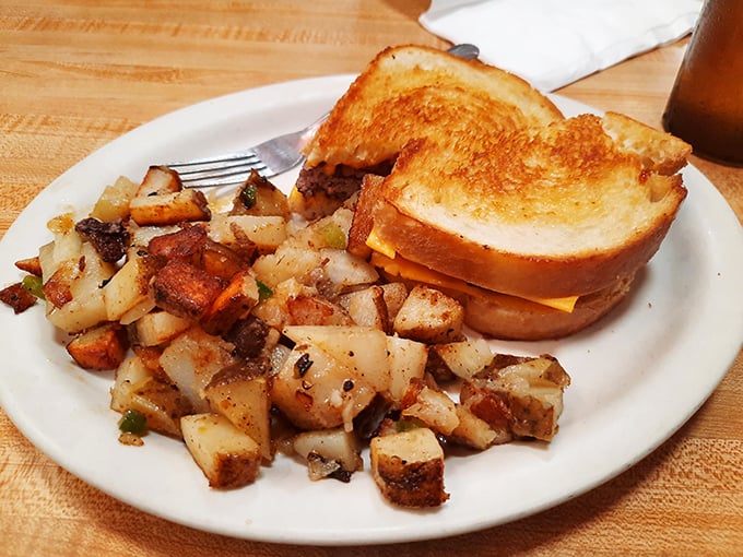 Golden-brown country potatoes that crackle with each bite, seasoned just right and cooked to that perfect spot between crispy and tender.