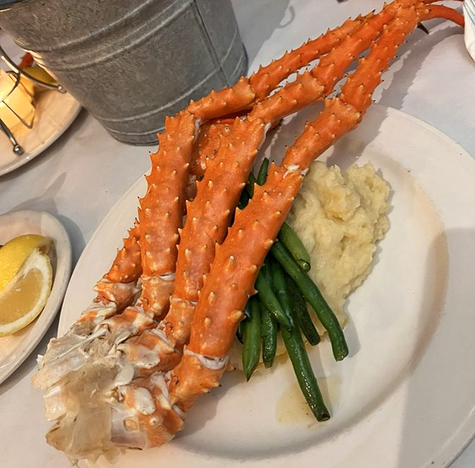 King crab legs that require no embellishment beyond a lemon wedge. Nature's perfect design meets simple, respectful preparation.