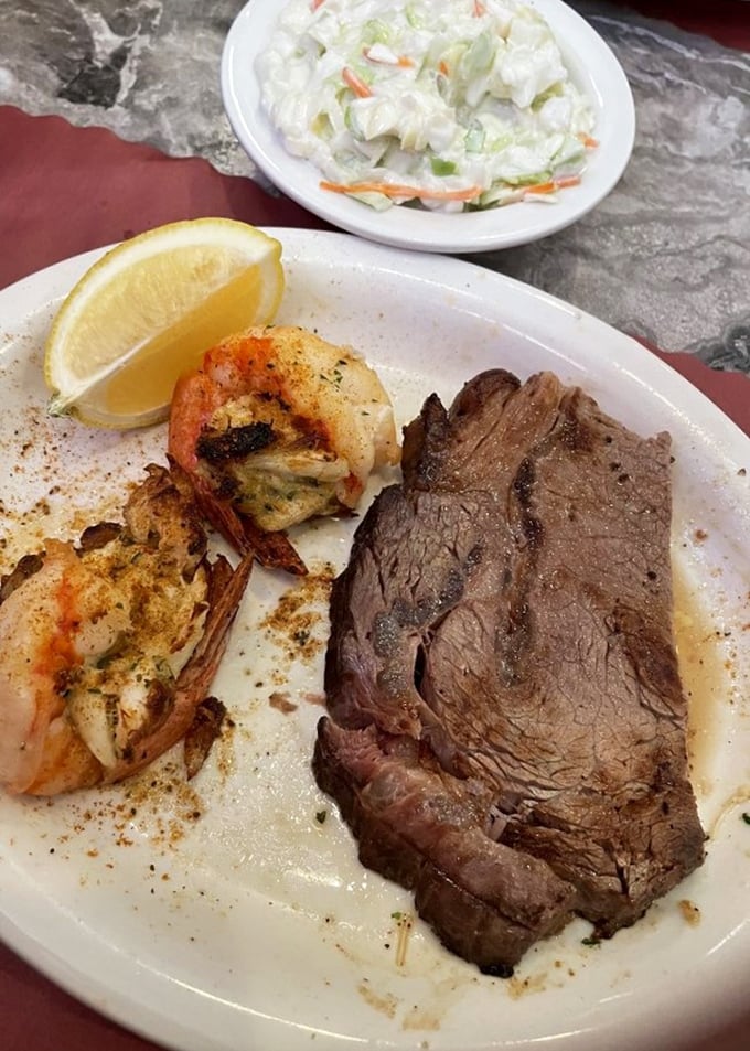 Surf meets turf in perfect harmony, like Sinatra and Martin sharing a stage, each getting their moment to shine without upstaging the other.