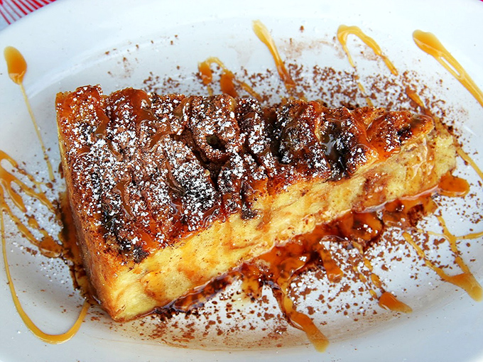 Bread pudding drizzled with caramel that would make your grandmother both jealous and proud at the same time.