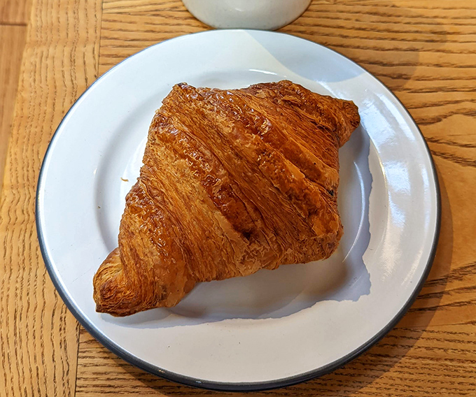 The humble croissant, elevated to art form. Layers so defined they could teach geometry classes, with a butter content that would make a French grandmother weep with joy.