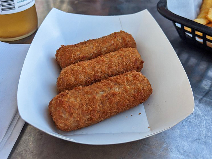 Croquetas that don't mess around. These golden cylinders of happiness contain more flavor than things twice their size.