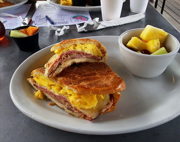 The Breakfast Cuban brings Tampa heritage to morning hours. That perfect press creates a sandwich that makes ordinary breakfast jealous.