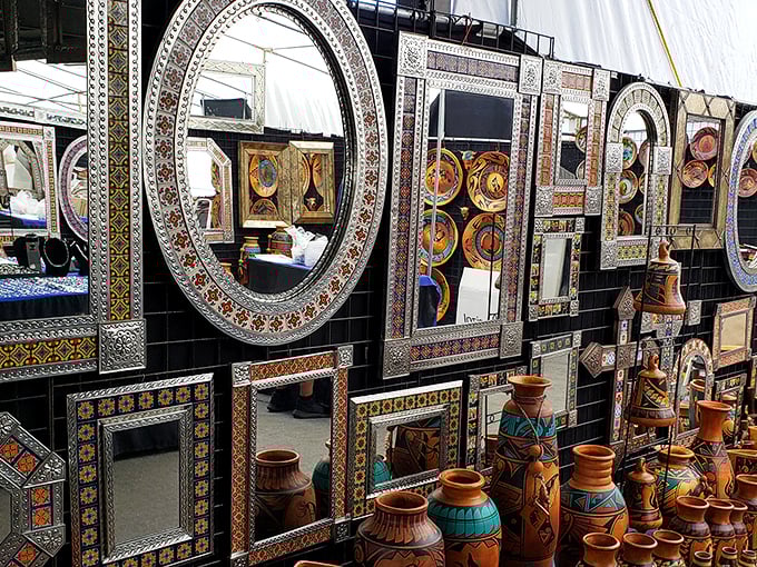 Ornate mirrors that transform ordinary walls into Southwestern palaces, reflecting both your face and design ambitions.