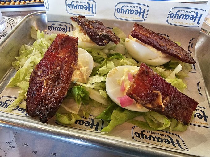 Deviled eggs elevated to art form status. These aren't your grandmother's potluck staples&mdash;unless your grandmother was secretly a culinary genius.