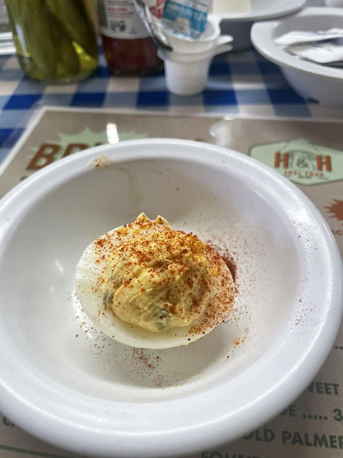 These aren't your church picnic deviled eggs. That sprinkle of paprika is like the final note in a culinary symphony.