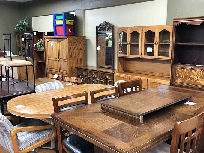 Dining tables that have witnessed thousands of meals now waiting for your family stories. That oak hutch is practically begging to display your grandmother's china.