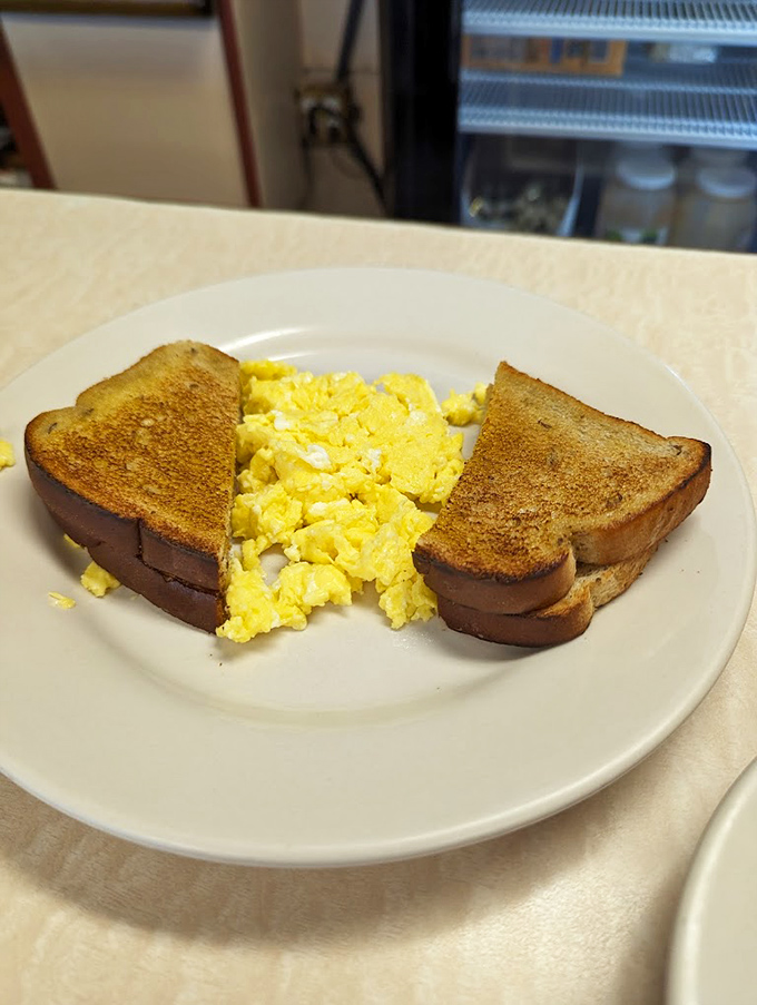 Sometimes perfection is just perfectly scrambled eggs and toast that's actually toasted properly. Revolutionary concept, I know.